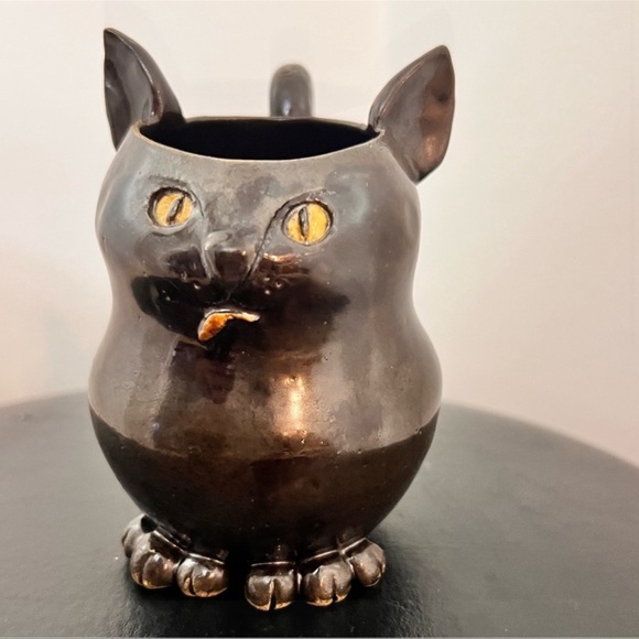 Artisan | Dining | Handmade Pottery Cat Mug Signed By Artist Black Cat ...